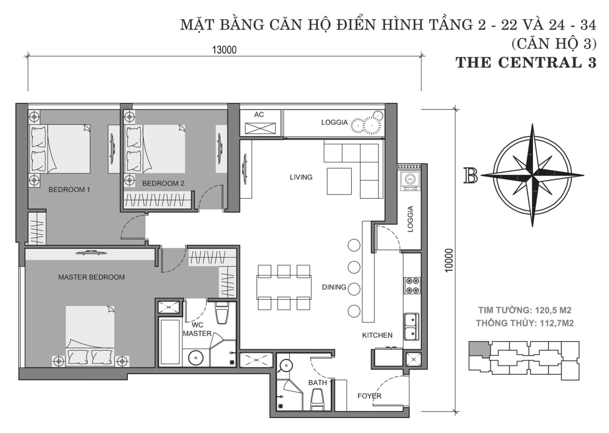Layout Central 3 – Mặt bằng Central 3 – Vinhomes Central Park - Vinhomes Central Park